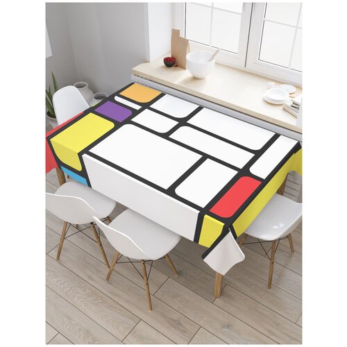 Скатерть прямоугольная JoyArty "Геометрическая цветная головоломка" из сатена, 180x145 см
