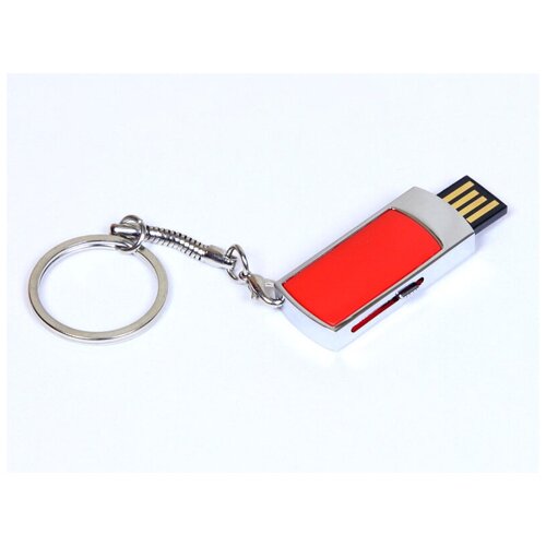 Металлическая выдвижная мини флешка для нанесения логотипа (32 Гб / GB USB 2.0 Красный/Red 401 Модель 555)