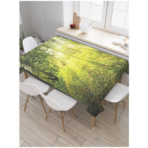 Скатерть прямоугольная JoyArty "Весенний пикник" из сатена, 180x145 см