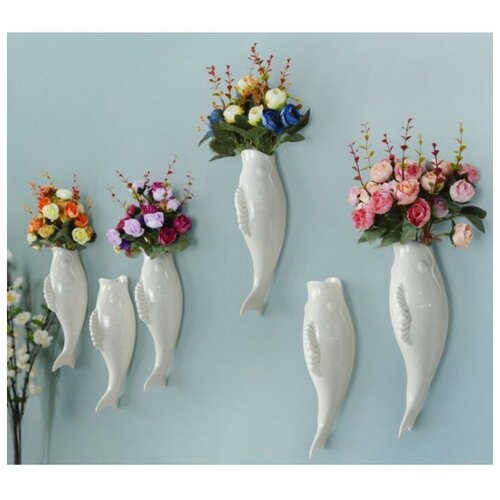 --- Декор настенный-ваза "Рыбки" 26.2 x 7.3 см, белый