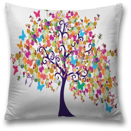 Наволочка декоративная на молнии, чехол на подушку JoyArty "Дерево с красочными листьями" 45х45 см