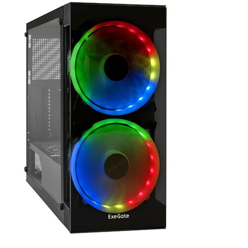 Корпус Miditower ExeGate i3 MATRIX черный, с RGB подсветкой, пылевые фильтры