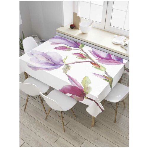 Скатерть прямоугольная JoyArty на кухонный стол "Цветы гуашью" из оксфорда, 180x145 см