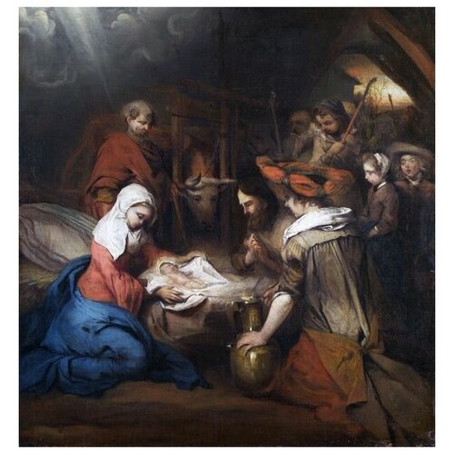 Репродукция на холсте Поклонение пастухов (The Adoration of the Shepherds) №1 Фабрициус Барент 60см. x 63см.