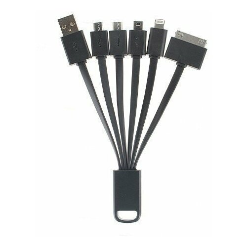 Кабель ROBITON P9 Multicord USB - 2xmicroUSB/miniUSB/Lightning/Apple 30pin, 1 шт., черный