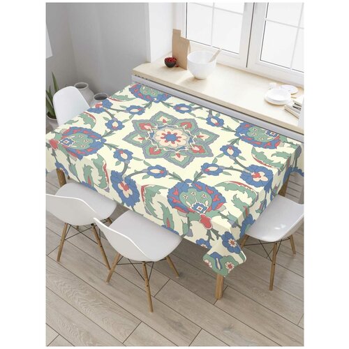 Скатерть прямоугольная JoyArty на кухонный стол "Цветочный лабиринт" из оксфорда, 120x145 см