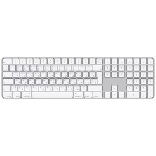Беспроводная клавиатура Apple Magic Keyboard с Touch ID и цифровой панелью белый, русская, 1 шт.
