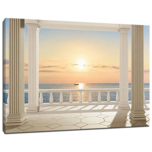 Картина Уютная стена "Романтический закат у моря" 90х60 см