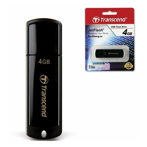 Флеш-диск 4 GB TRANSCEND Jet Flash 350 USB 2.0 черный, 1 шт