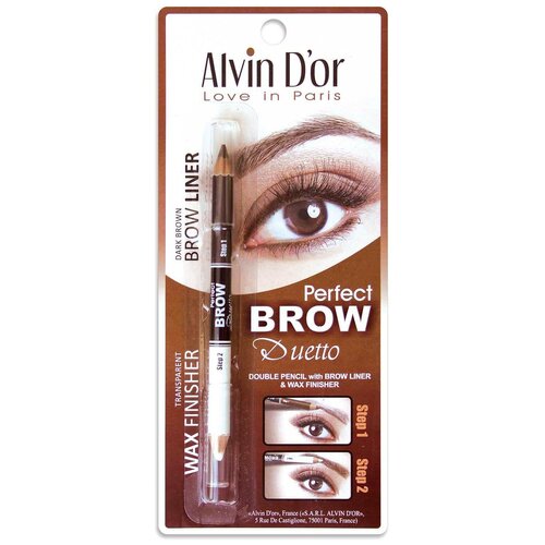 Alvin D'or Карандаш для бровей Perfect Brow Duetto, оттенок 02 dark brown