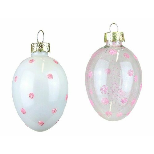 Подвесные украшения - яйца БЛАН-А-ПУА, стекло, 6 см, 6 шт, Goodwill PE50081