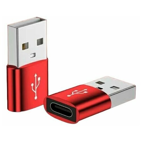 Переходник Адаптер OTG с USB 2.0 на Type-C, для Ноутбуков, для Смартфонов, для Флешек, Тайпси на ЮСБ, красный
