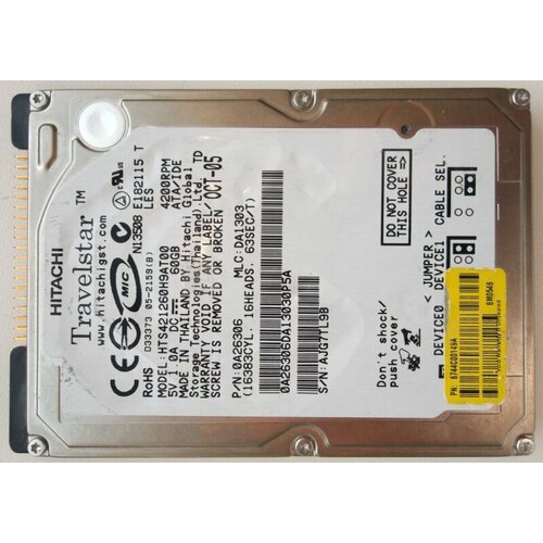 Жесткий диск Hitachi HTS421260H9AT00 60Gb 4200 IDE 2,5" HDD