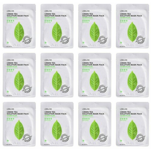Lebelage Маска тканевая Green tea solution mask, 23 г, 12 шт