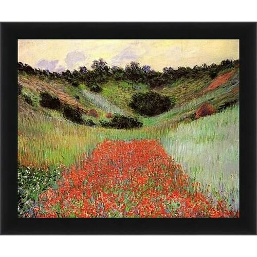 Плакат, постер на холсте Poppy Field of Flowers in a Valley at Giverny. Клод Моне. Размер 21 х 30 см