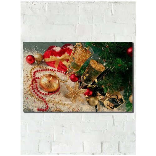 Картина интерьерная на рельефной доске Новый год (Рождество, Дед Мороз, Снегурочка, Аниме) - 7267 Г
