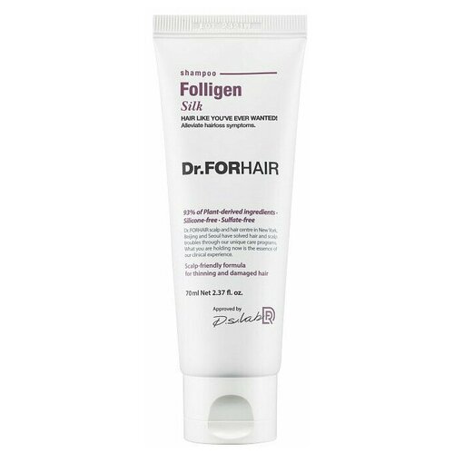 Бессульфатный шампунь для сухих, пористых и поврежденных волос Dr. Forhair Folligen Silk Shampoo, 70 мл