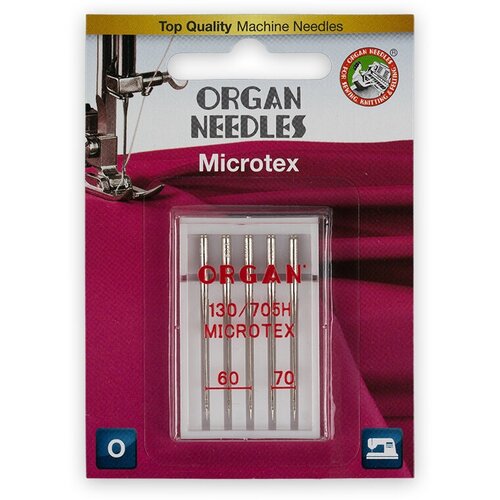 Иглы для быт. шв. машин ORGAN микротекс ассорти 5 шт в блистере 5506000BL №60-70