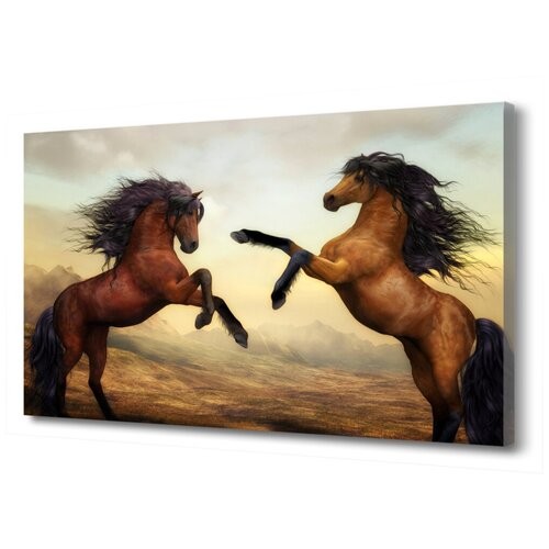 Картина на холсте "Лошади" PRC-692 (45x30см). Натуральный холст