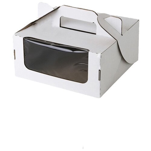 Коробка для пирожных и пряников с окном 225х225х110 мм, Набор из 5 шт.