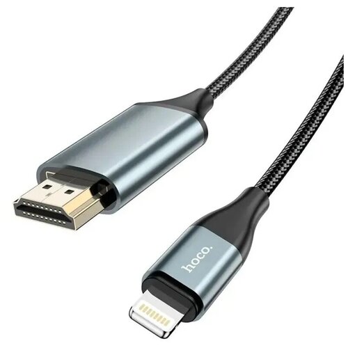Кабель Hoco HDMI/Lightning  UA15, 2 м, 1 шт., черный/серый