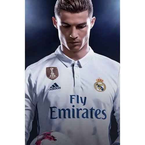 Плакат, постер Криштиану Роналду футболист. Cristiano Ronaldo на холсте, размер 21х30см