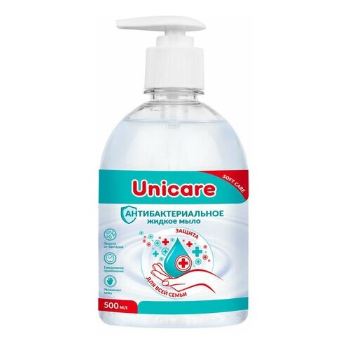 Мыло жидкое антибактериальное 500 мл UNICARE, дозатор, UC501005
