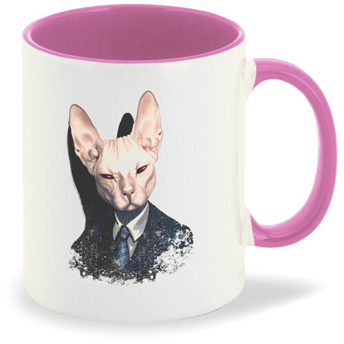 Кружка CoolPodarok Лысый кот в костюме с галстуком CC015857, 330 мл