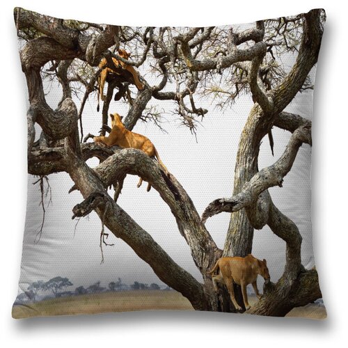 Наволочка декоративная на молнии, чехол на подушку JoyArty "Львиное дерево" 45х45 см