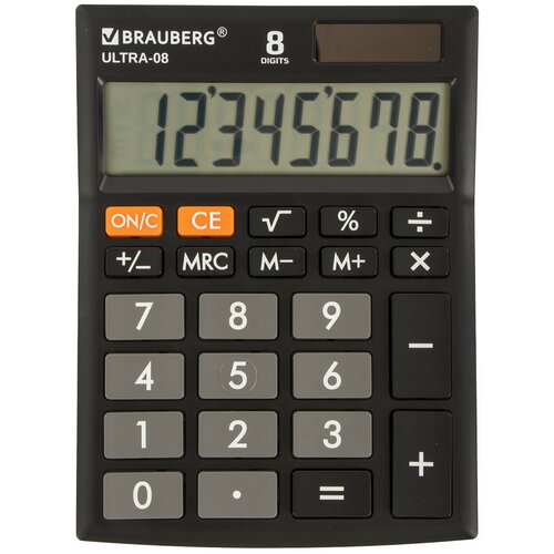 Калькулятор настольный BRAUBERG ULTRA-08-BK, компактный (154