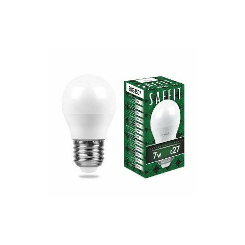 Светодиодная LED лампа Saffit шар G45 E27 7W(560Lm) 4000K 4K матовая 81х45 SBG4507 55037 (упаковка 12 штук)
