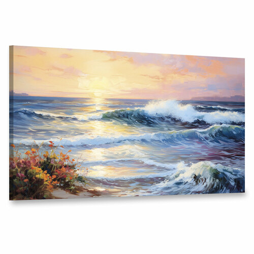Интерьерная картина 100х60 "Цветочные волны"