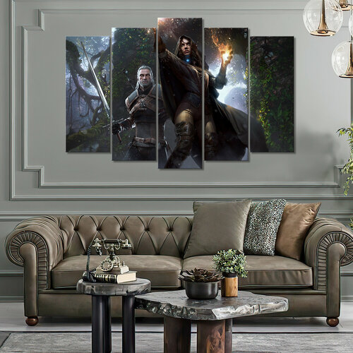 Модульная картина/Модульная картина на холсте/Модульная картина в подарок/Geralt and Yennifer The Witcher - Геральт и Йеннифер Ведьмак 125х85