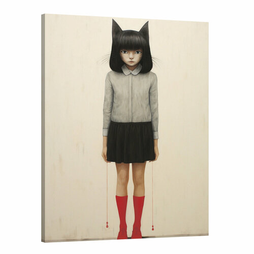 Интерьерная картина 50х70 "Девочка кошка"