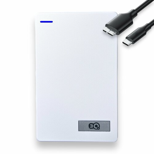 Внешний жесткий диск 500 GB 3Q Portable USB Type-C, Портативный накопитель HDD, белый