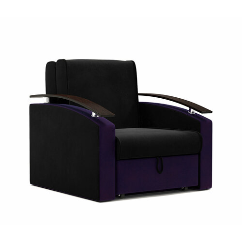 Кресло кровать Верона 90 велюр черый и фиолетовый