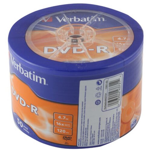 Диск DVD-R Verbatim 4.7Gb 16x bulk (50шт) (43788)