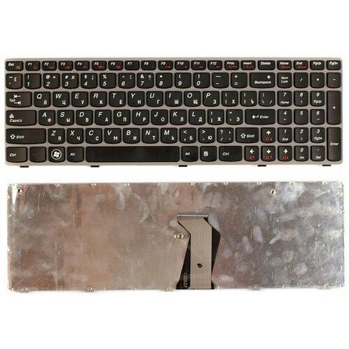 Клавиатура для Lenovo IdeaPad G770 черная с серой рамкой, ножка крепежа находится рядом со шлейфом