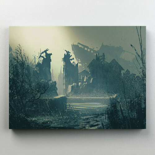 Интерьерная картина на холсте "Разрушенная арка ночь" размер 60x45 см