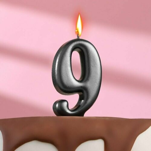 Свеча в торт "Овал" , цифра 9 , мокрый асфальт, 6,3 см