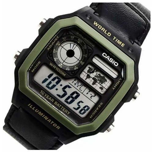 Наручные часы CASIO Collection AE-1200WHB-1B, черный, зеленый