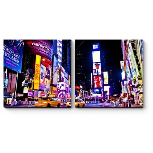 Модульная картина Неоновые огни Нью-Йорка 90x45