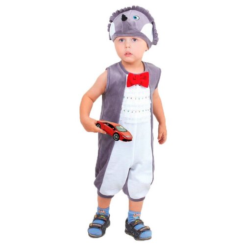 Детский карнавальный костюм для мальчика от 1,5-3-х лет  Страна Карнавалия "Ёжик", велюр, комбинезон, шапка, р-р 26, рост 98 см