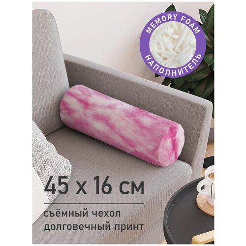 Декоративная подушка валик JoyArty "Розовая фантазия" на молнии, 45 см, диаметр 16 см