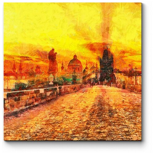 Модульная картина Первые лучи солнца над Карловым мостом, Прага 80x80