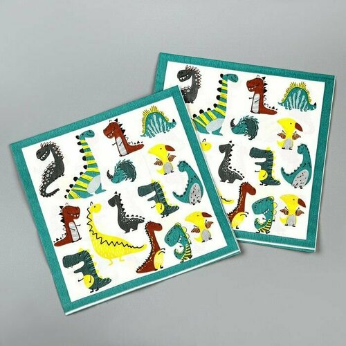 Салфетки бумажные Динозавры, набор 20 шт.