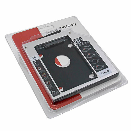 Переходник DVD to HDD(SSD) / Optibay 12.7 mm / Адаптер для жёсткого диска / Оптибей / HDD(SSD) caddy / Корпус для жесткого диска вместо dvd привода