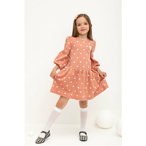 Платье crockid КР 5827/персиковая карамель,собаки-горошки к429, размер 60/116