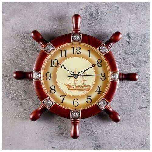 Часы настенные baojuzi серия: Море, "Штурвал", коричневый, d 35 см