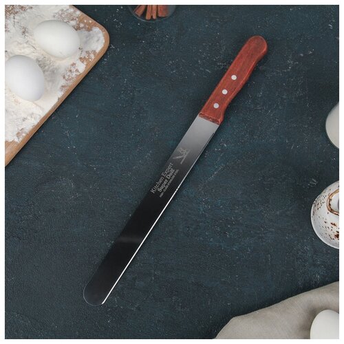 Нож для бисквита, ровный край, ручка дерево, рабочая поверхность 25 см (»10»)./ В упаковке: 1